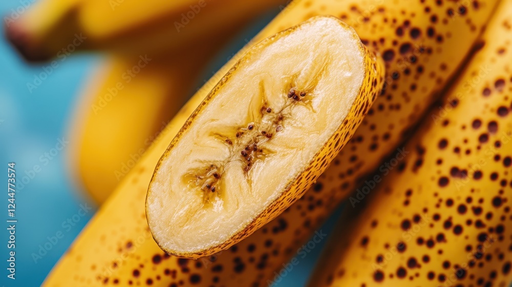 Banana Cross Section: A detailed close-up reveals the creamy interior ...
