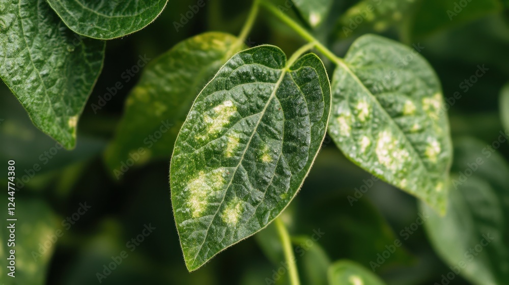 Bean Leaf Disease: A close-up of a bean leaf with signs of a disease ...