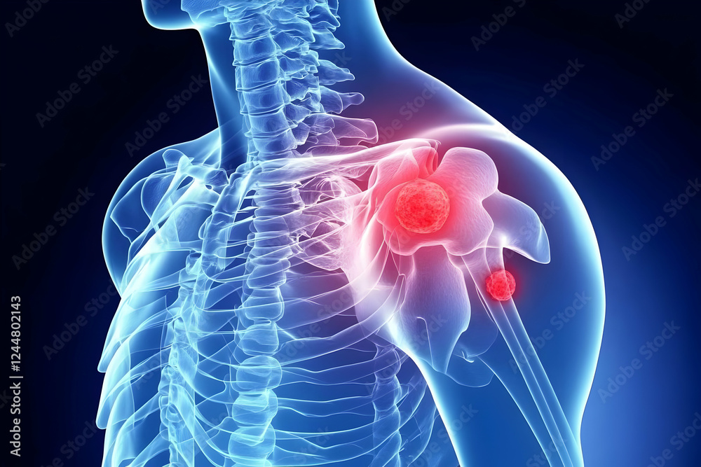 3D Medical Illustration Shows Bone Cancer in the Shoulder with ...