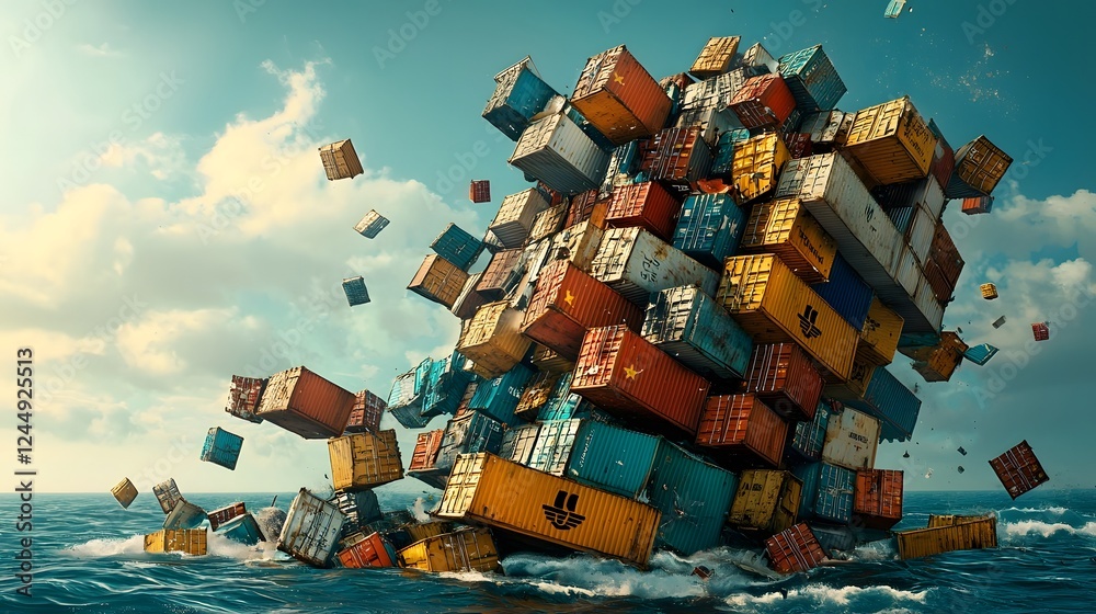 Cargo ship stuck in a port symbolizing the challenges and disruptions ...