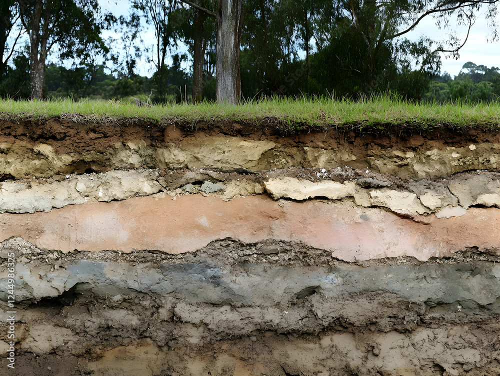 Soil Profile Shows Distinct Layers of Earth in a Cross-Section View ...