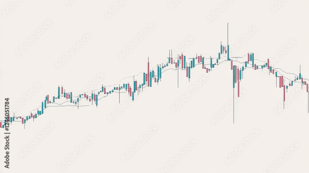 Financial Chart with Candlestick Patterns and Trend Analysis Visual ...