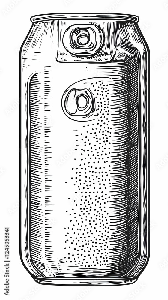 Aluminum Can Engraving Illustration Shows a Detailed Beverage Container ...