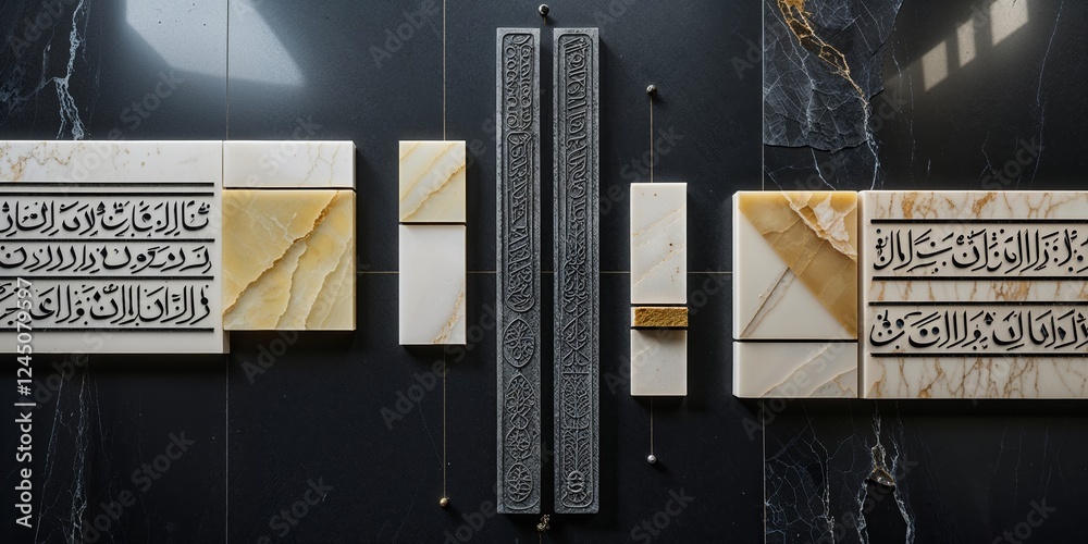 Islamic Art Featuring Arabic Calligraphy on Marble and Stone Wall ...