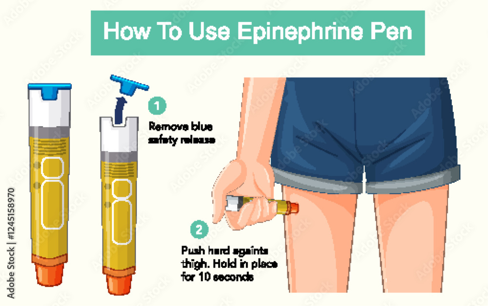 Guide to Using an Epinephrine Pen Stock Vector | Adobe Stock
