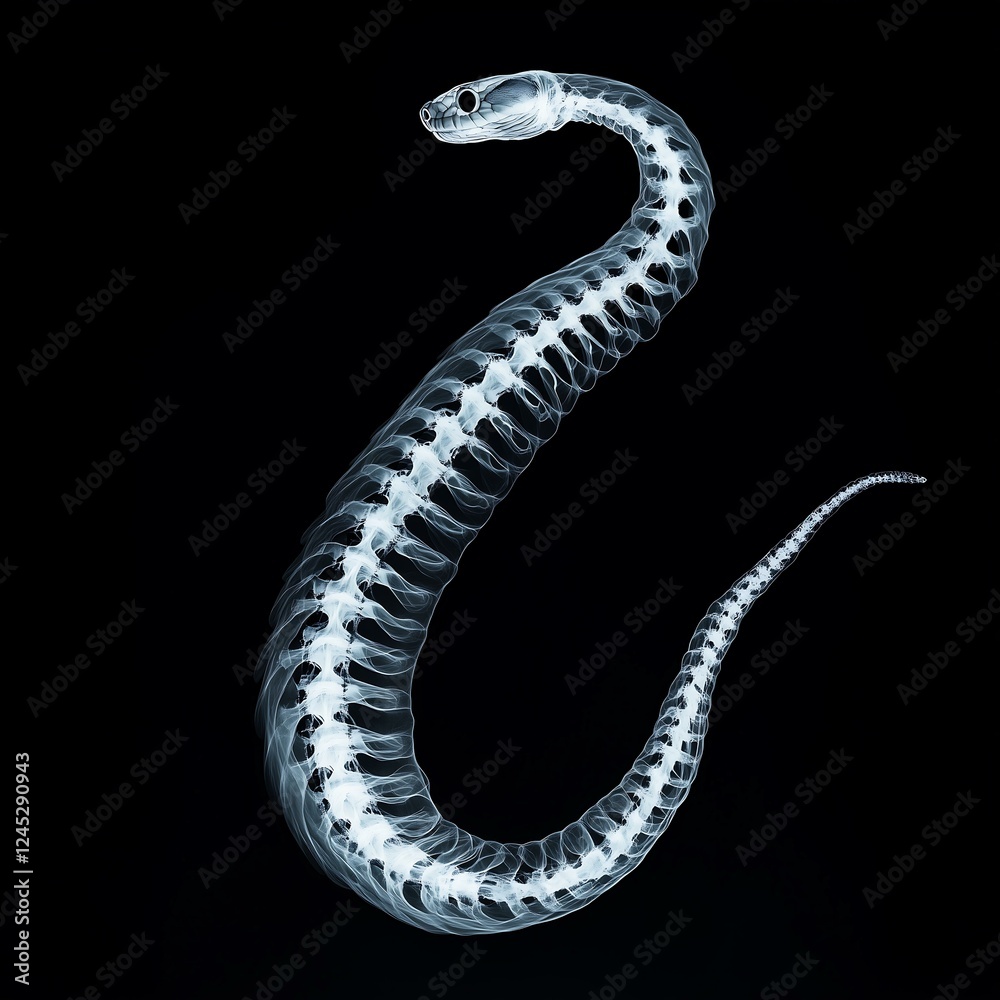 X-ray image showcasing the skeletal structure of a snake in captivating ...