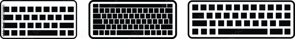 Keyboard icon in flat set. Keyboard of computer, laptop. Modern key ...