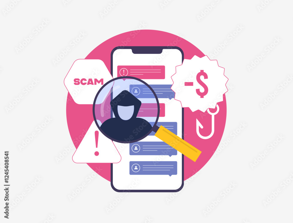 Online Scam Alert With Phishing Threats Fraudulent Messages And