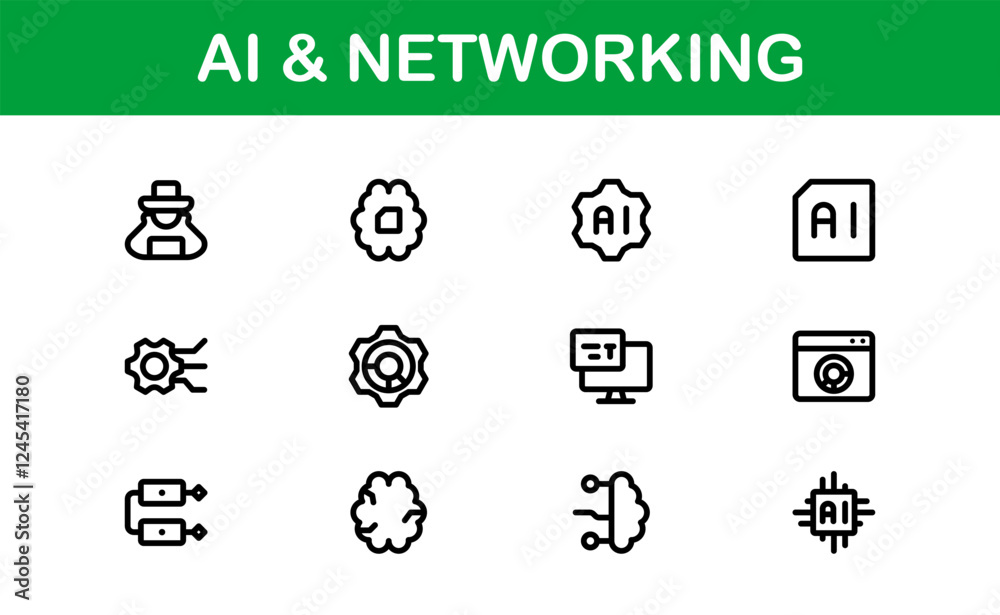 AI and Networking Icons. High-Quality Vector Illustrations for Machine ...