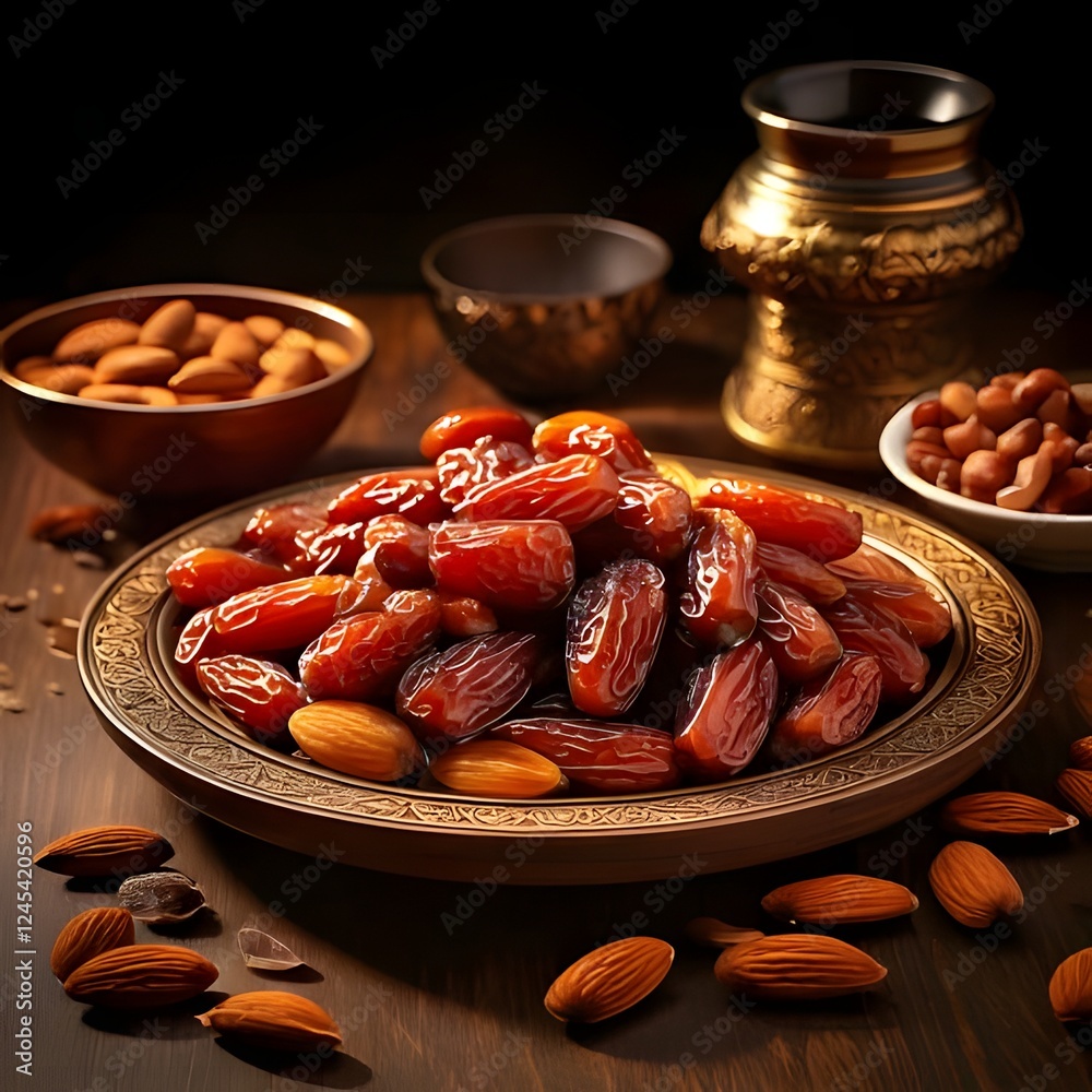 Sumptuous Spread of Traditional Arabic Food for Ramadan, Dates and ...