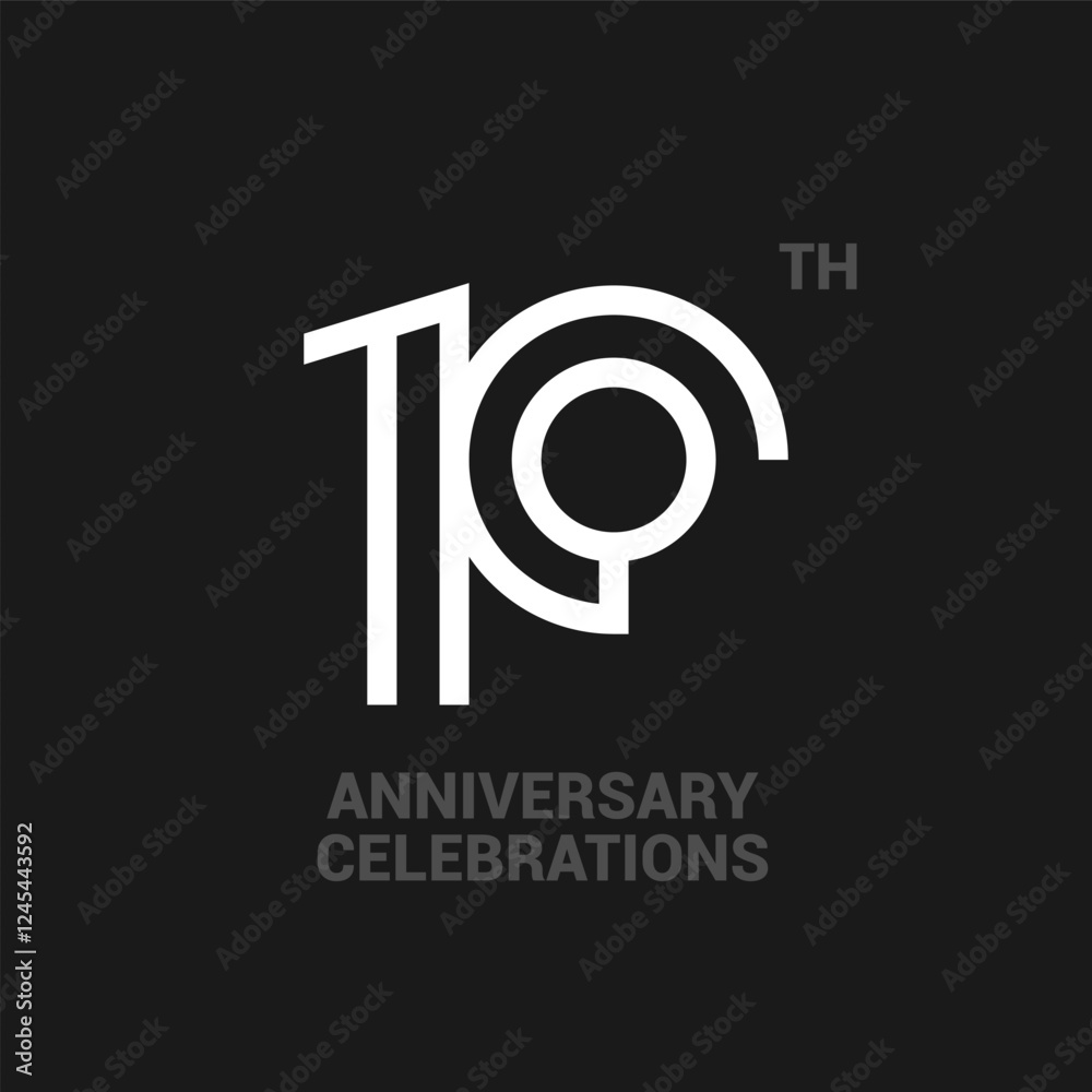 10 years anniversary logo design on black background for celebration ...