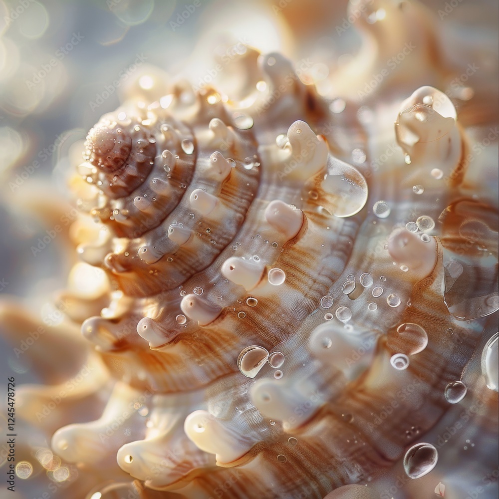 Serene Beauty Captured: Intricate Ridges of a Seashell Up Close ...