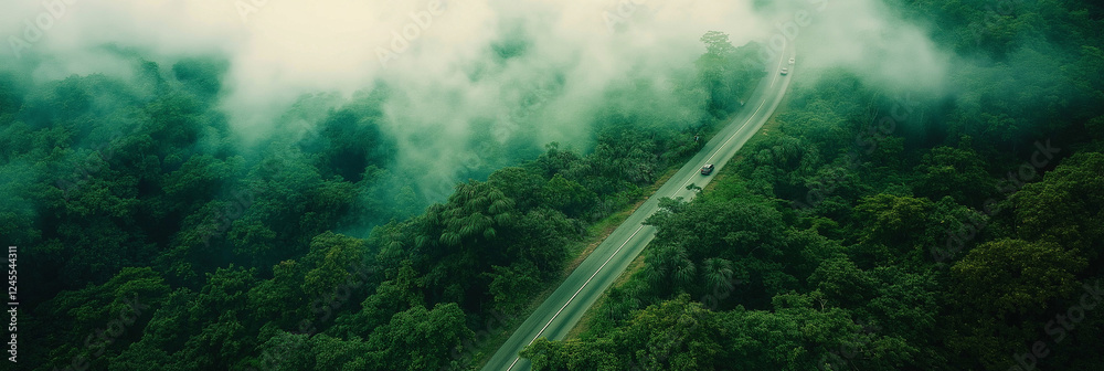Banner, car, icon, road, green forest and EV car charge station ...