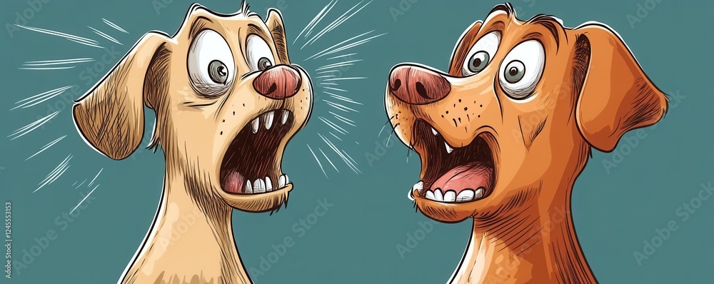 Hilarious cartoon sketch of a dog seeing its own reflection for the ...