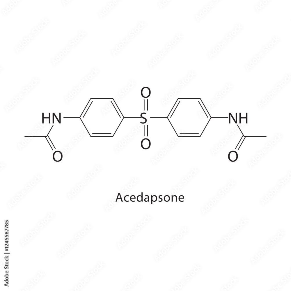 Acedapsone skeletal structure.Sulfone Antibacterial compound schematic illustration. Simple ...