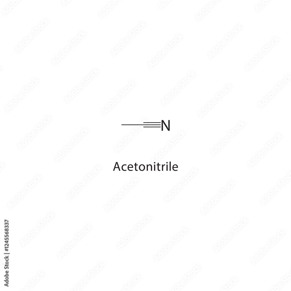 Acetonitrile skeletal structure.Nitrile compound schematic illustration ...