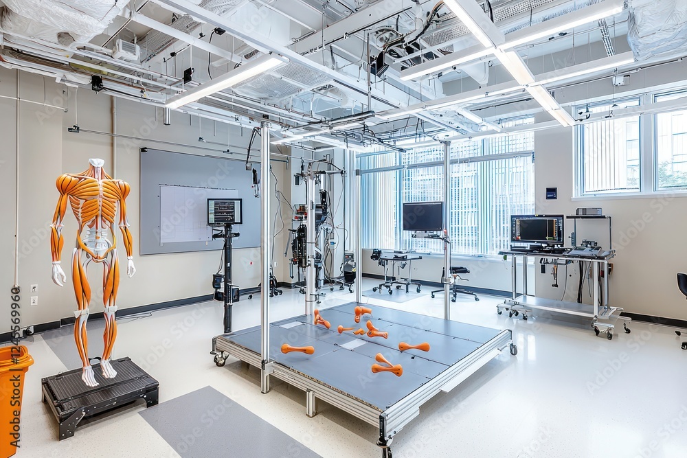 Advanced biomechanics lab equipped with motion capture technology and ...