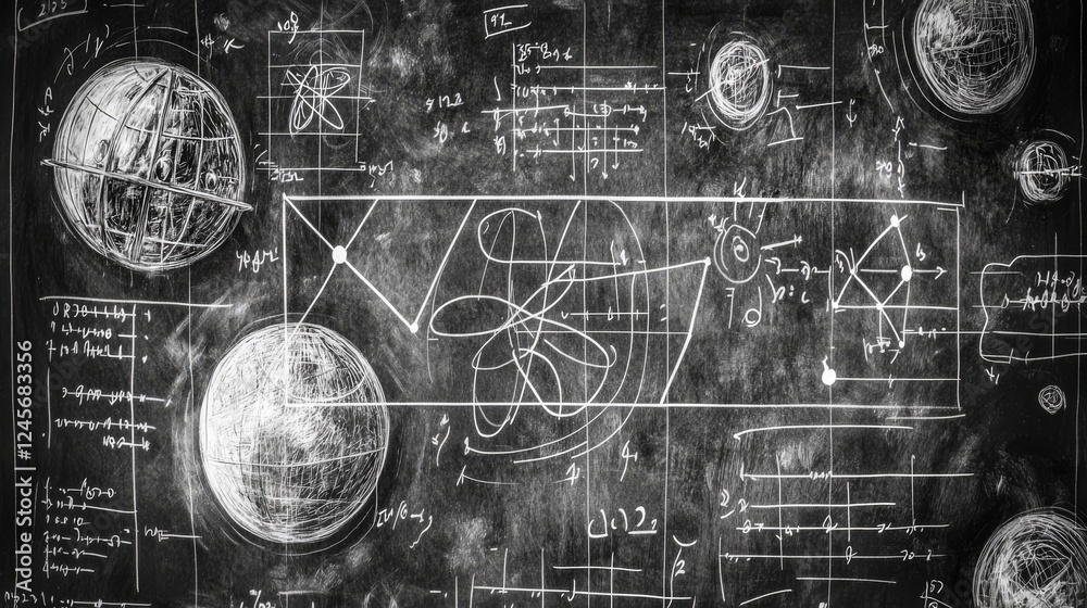 On a well-used chalkboard, mathematical scribbles detail the challenges ...