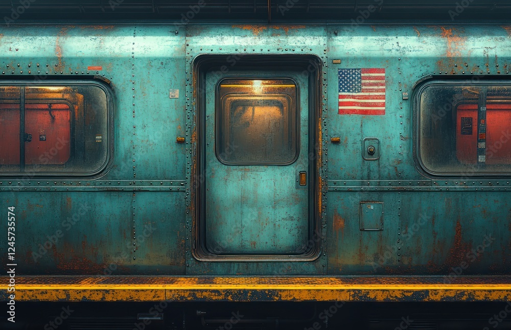 Open Subway Door in NYC with Dramatic Shadows and Metallic Textures ...