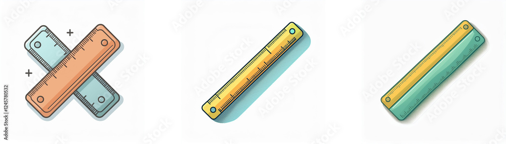 Three rulers are illustrated; one set crossed, and two parallel and ...