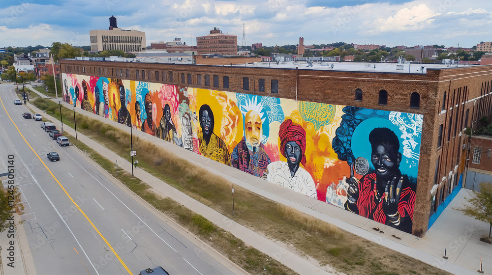 Large mural on a city wall painted during Black Awareness Day ...