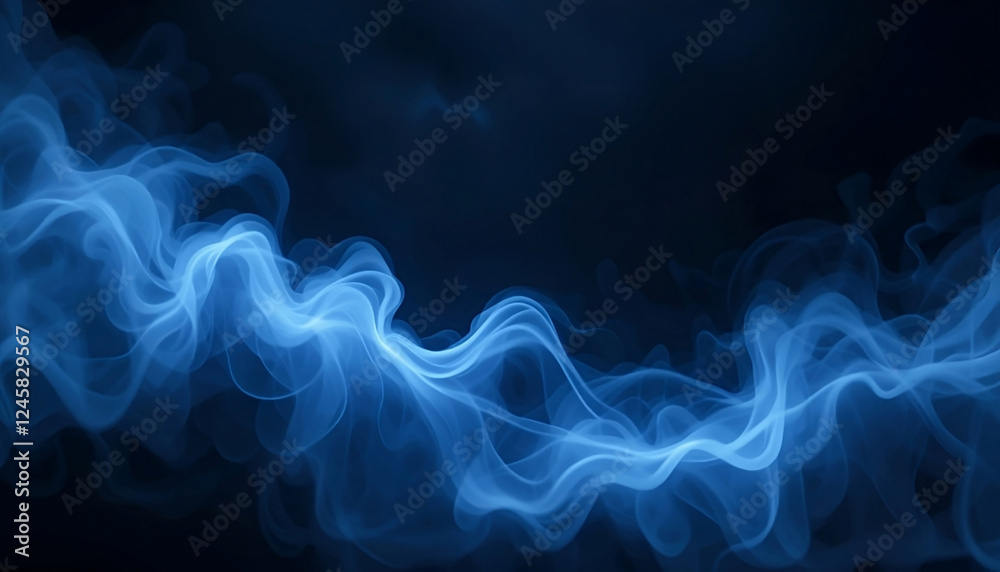Ethereal Blue Smoke Abstract Background, flowing light-blue smoke ...