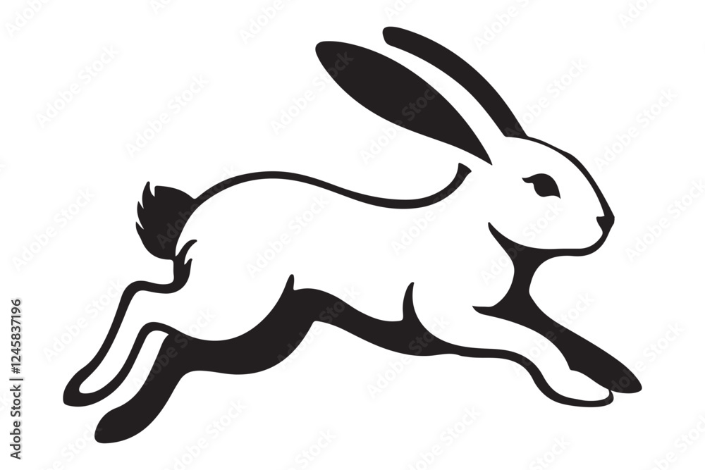 Realistic rabbit running front view drawing illustration vector graphic ...