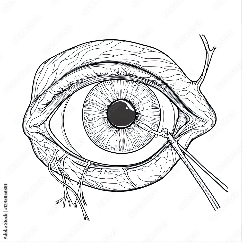 Detailed Anatomy of Human Eye Coloring Book Page Labeled Diagram for ...