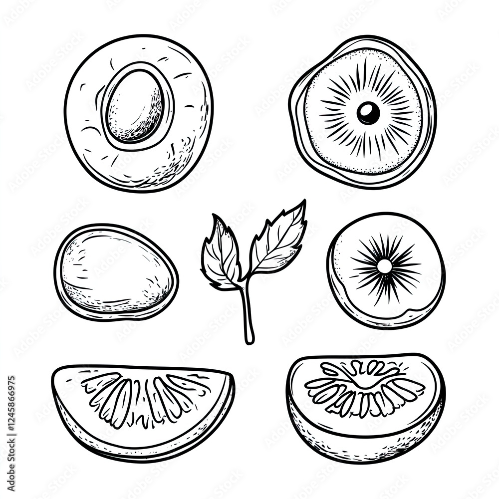 Five Senses Icons Coloring Page Sight Smell Taste Touch Hearing Stock ...