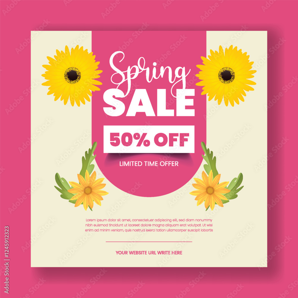 Spring sale offer editable social media post, banner, ads template with ...