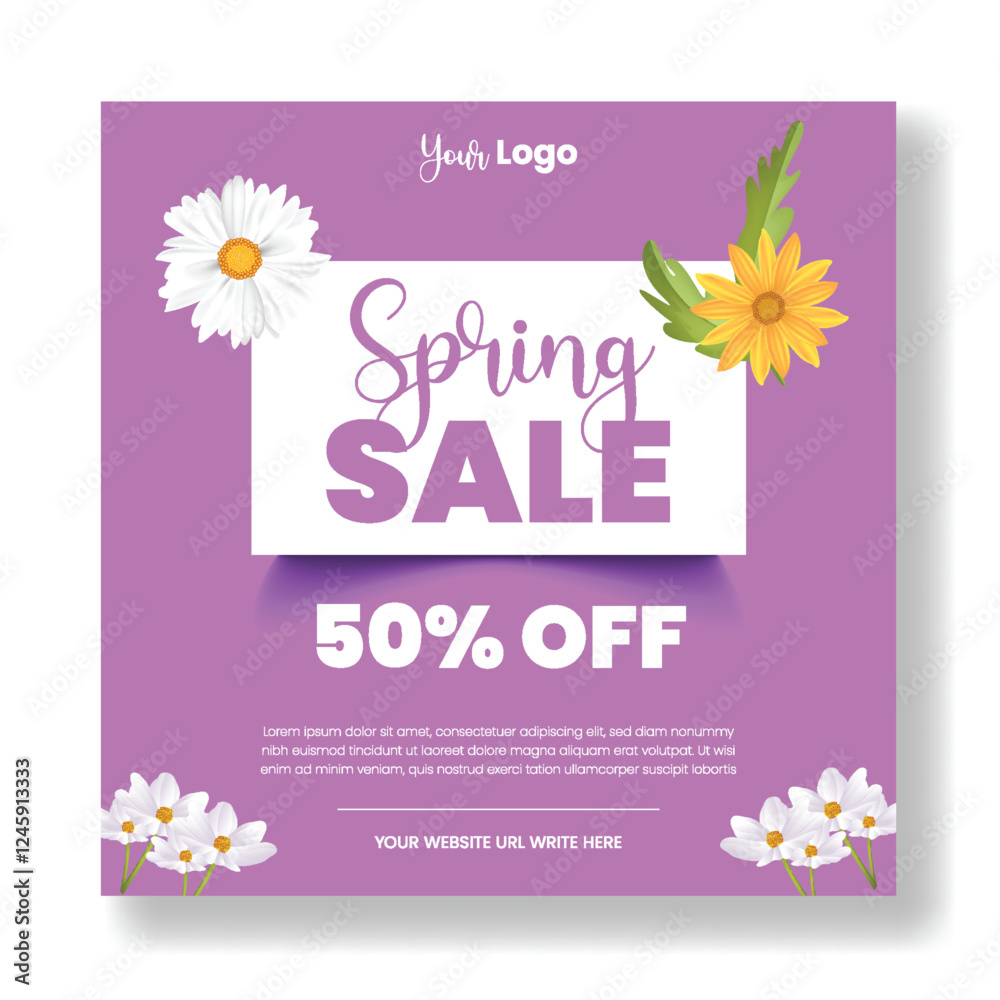Spring sale offer editable social media post, banner, ads template with ...