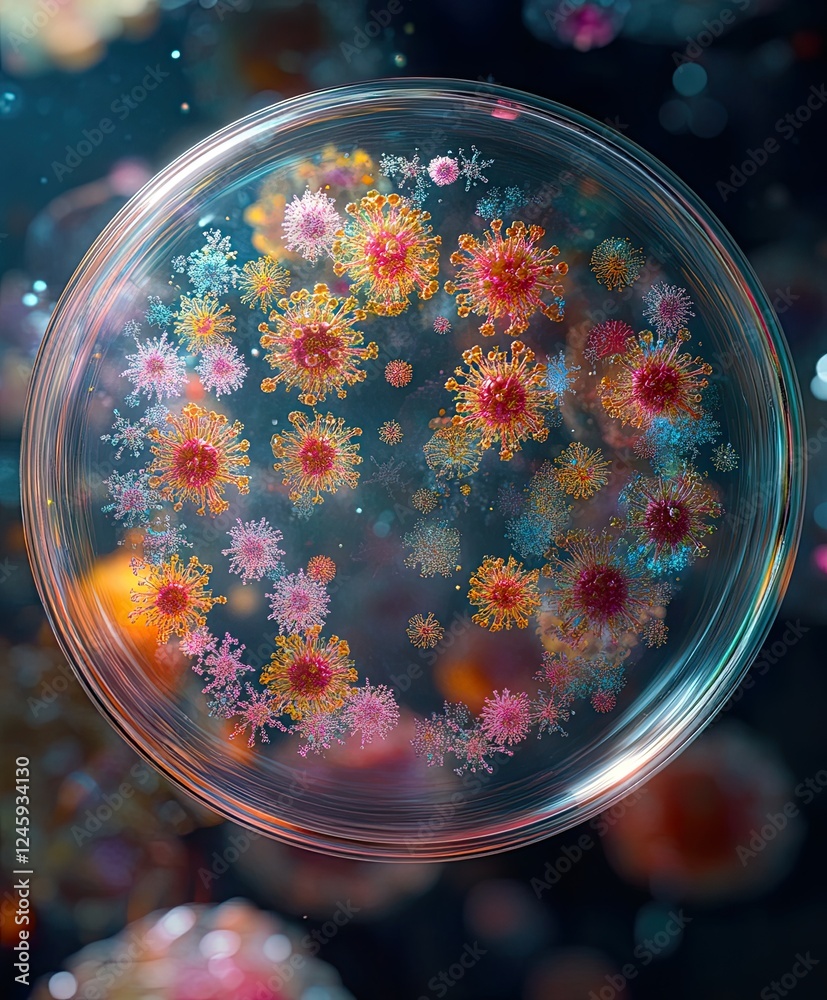 Microscopic View of HMPV Virus in Transparent Petri Dish Stock ...