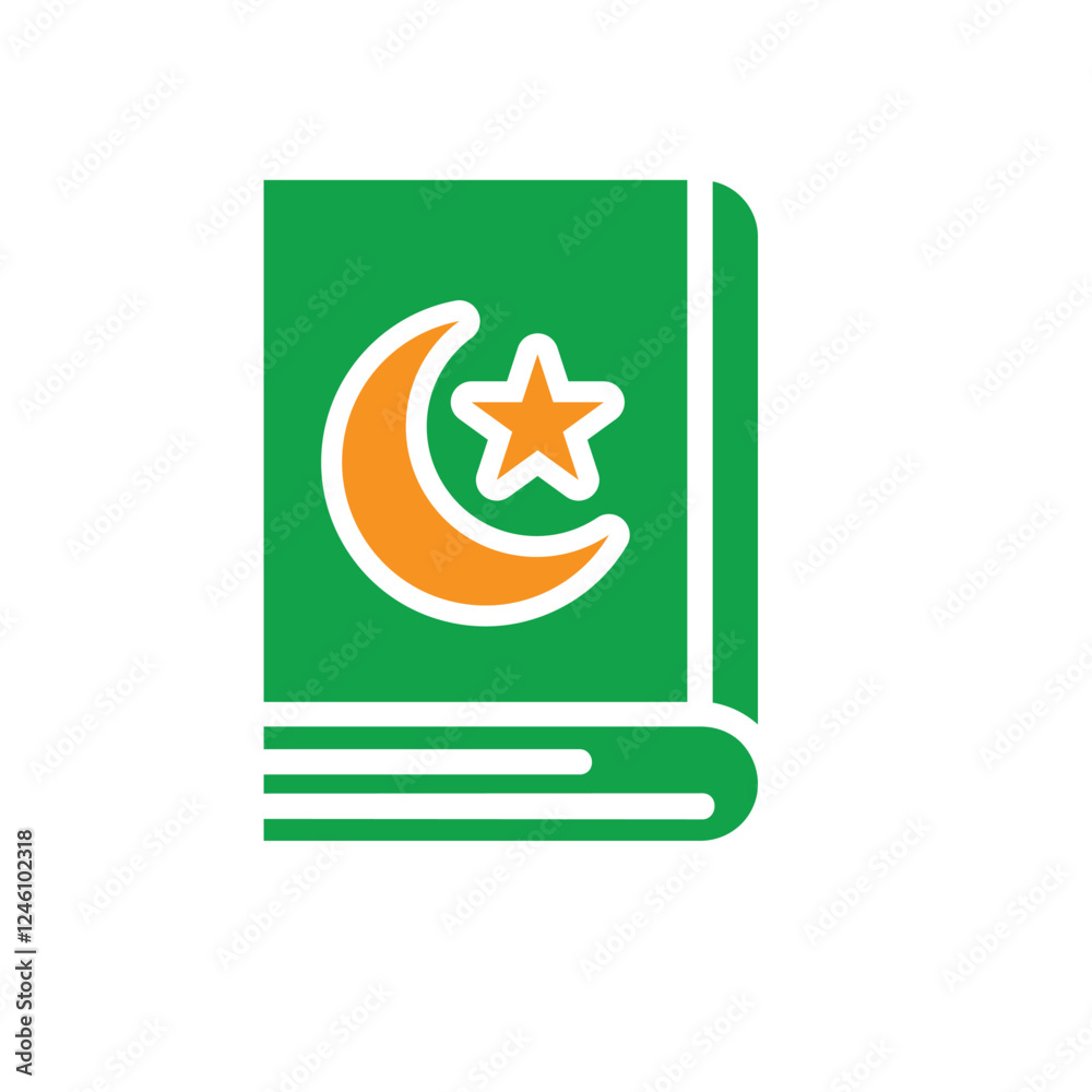 Ramadan icon. Islamic holy book vector. reading the Koran, reciting the ...