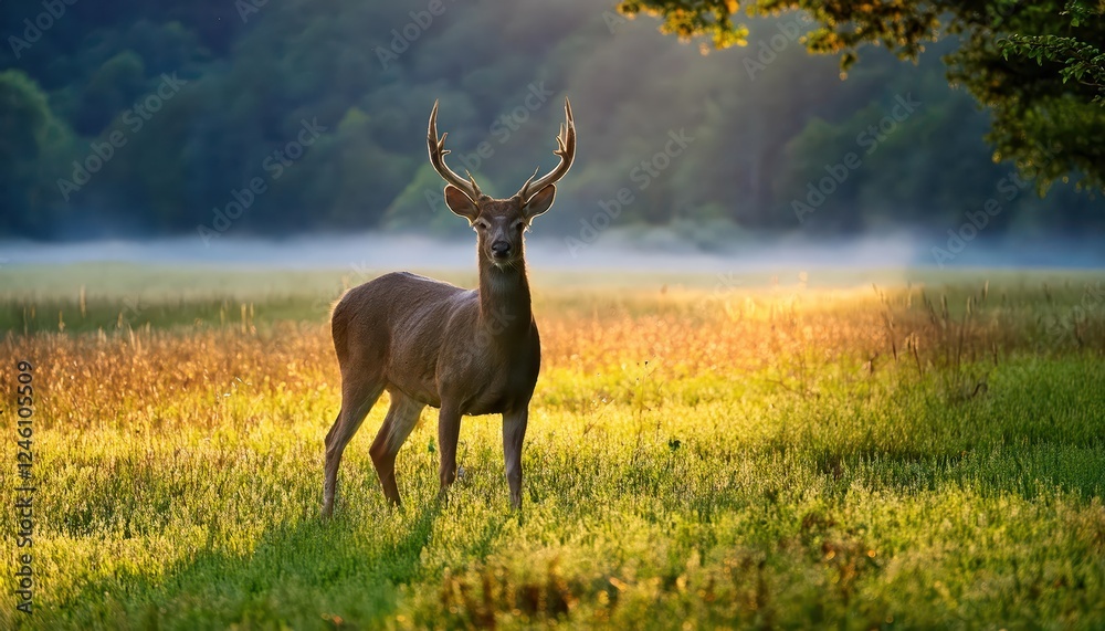 Striking Wild Deer Amble in a Glimpse of Cades Cove Valley amidst the ...
