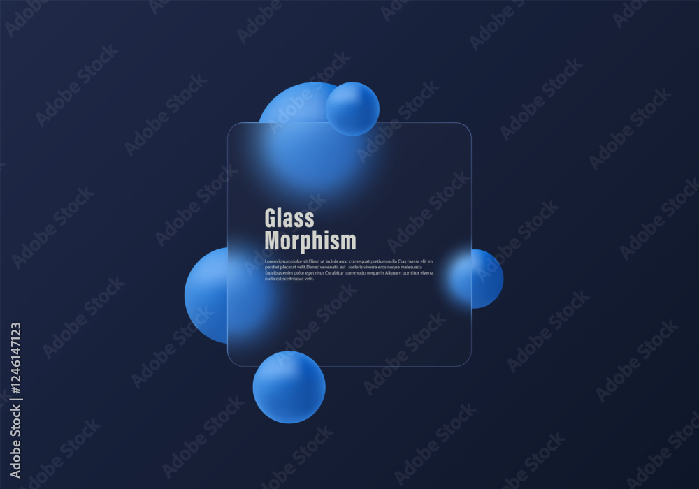 Glass morphism website landing page template. Presentation screen with ...