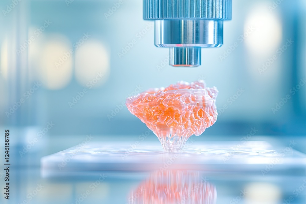 zoomed-in view of 3d-printed biological tissue sample emphasizing ...