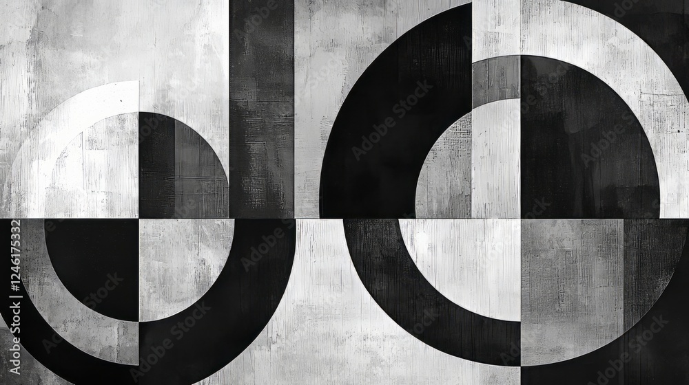 Minimalist abstract geometric design in black and white with bold ...