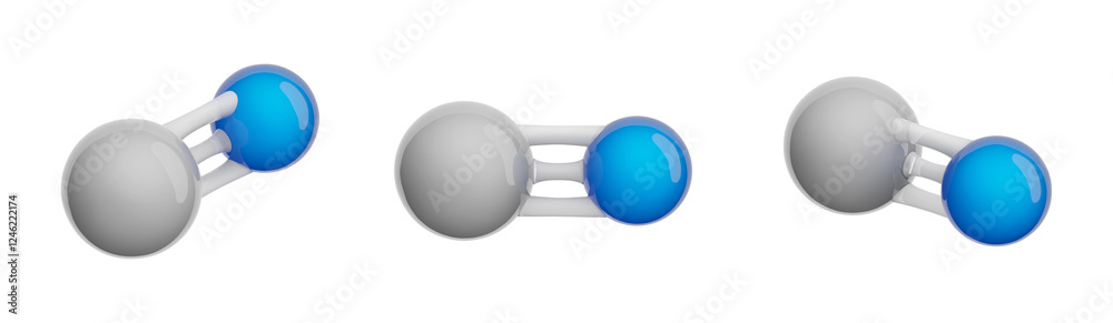 Molecule of Titanium nitride. Set of views. Molecular formula: TiN ...