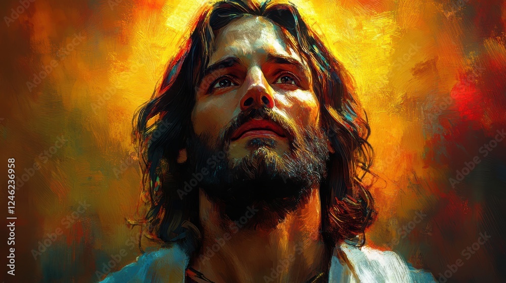 jesus christ as a symbol of hope digital painting of jesus christ Stock ...