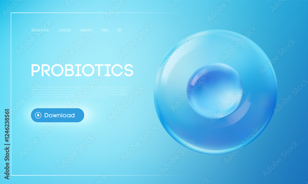 Probiotics 3d website landing page with blue gradient background ...