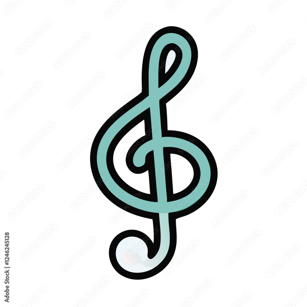 Treble clef icon on transparent background, learning concept design ...