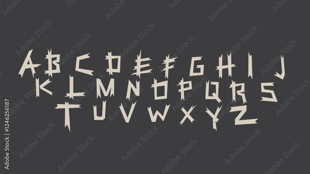 Bold and jagged display font with a punk and metal aesthetic. Sharp ...