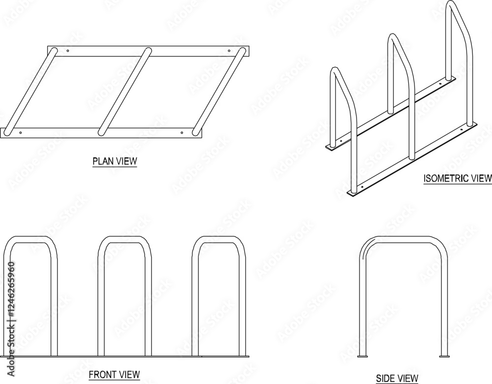 Vector illustration of a bicycle parking rack image to keep it neat in ...