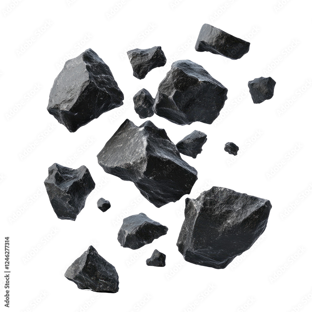 Falling black rocks isolated on transparent background Remove png ...