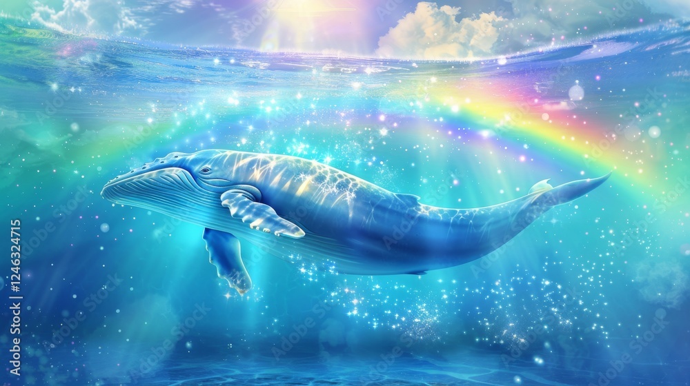 Whale sea rainbow ocean underwater magic dream cute animal marine life ...