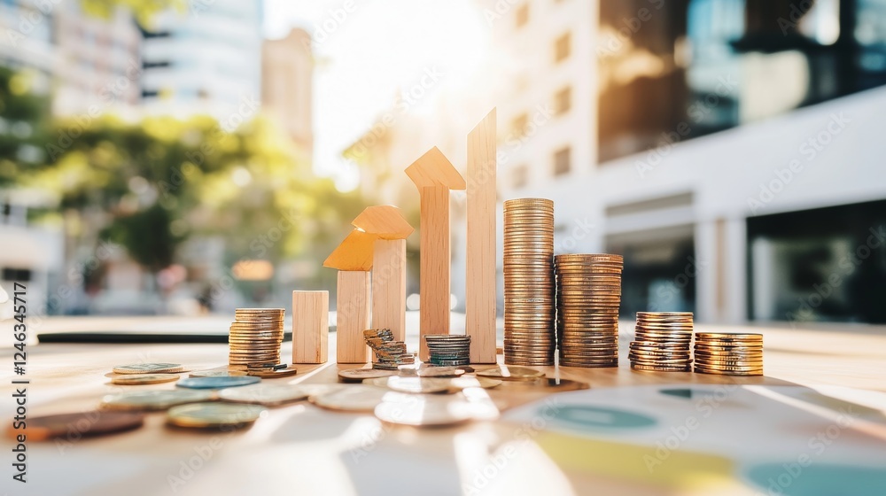 Growing bars graph rising forward achievement goal, Business chart ...