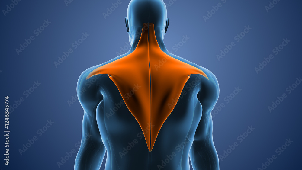 Structure of the trapezius muscle anatomy Stock Illustration | Adobe Stock