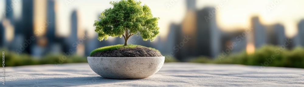 Visualize a Green Infrastructure Concept with eco-friendly urban construction The design ...