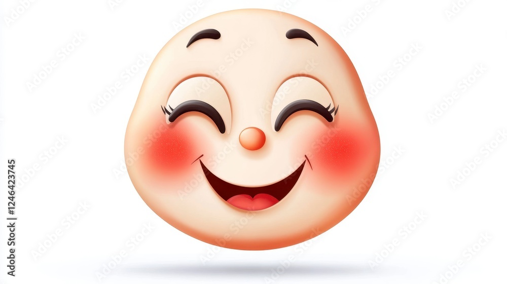 Happy Smiley Face Emoji with Blushing Cheeks and Joyful Expression ...