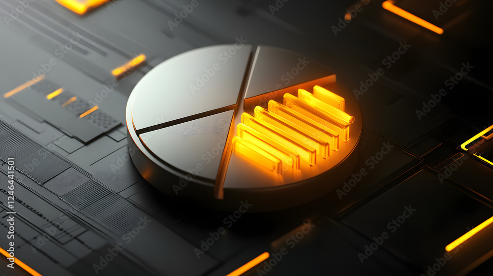 Cute isometric 3D image of 3D pie chart and bar chart in realistic ...
